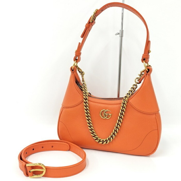 Gucci | Bags | Gucci 2way Shoulder Bag Leather Orange | Poshmark